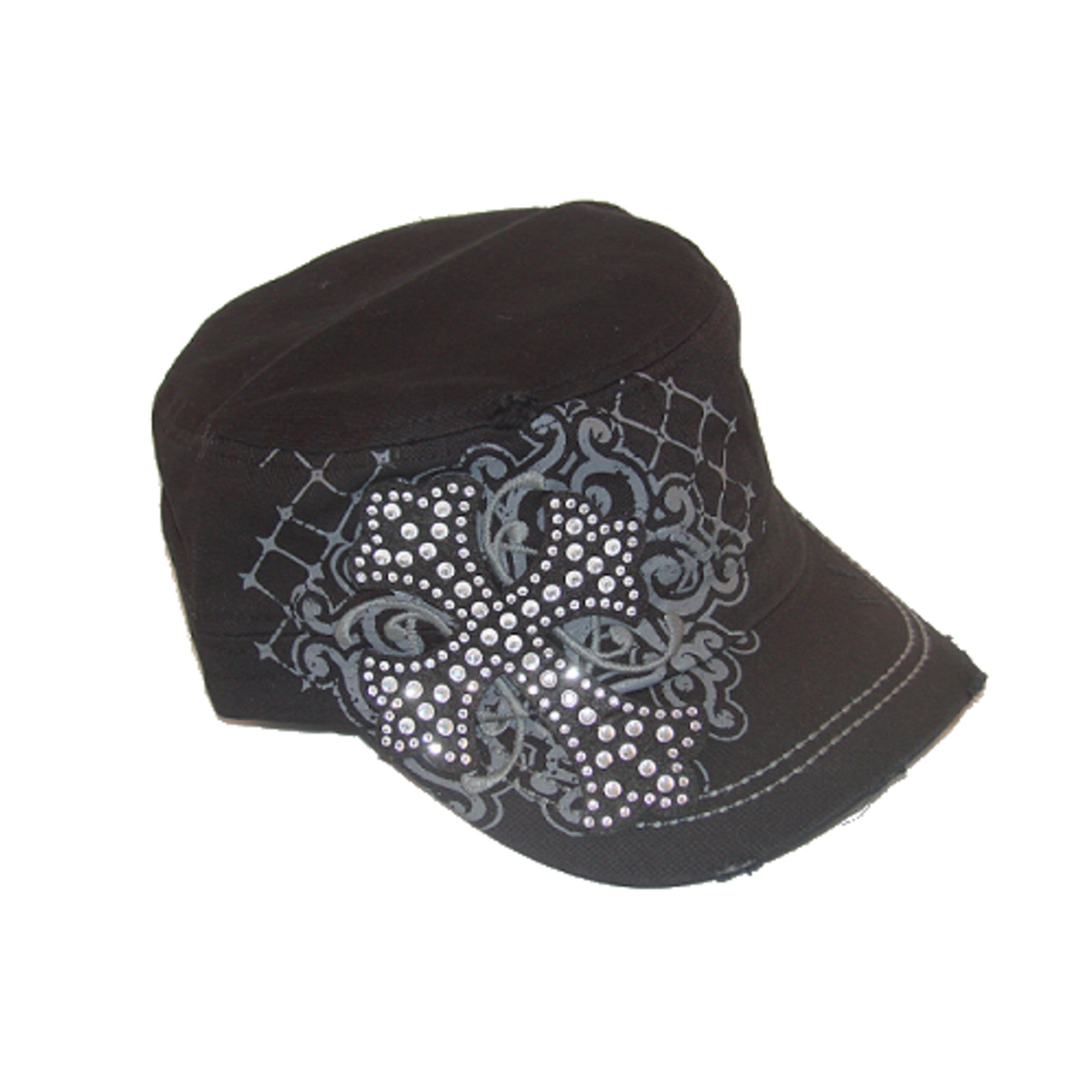 Home › Gothic Rhinestone Cross Hat with Adjustable Back